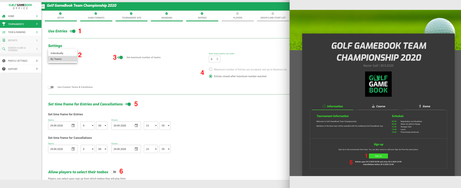 How to use Entries with Team Tournaments – Golf GameBook Tournament Manager