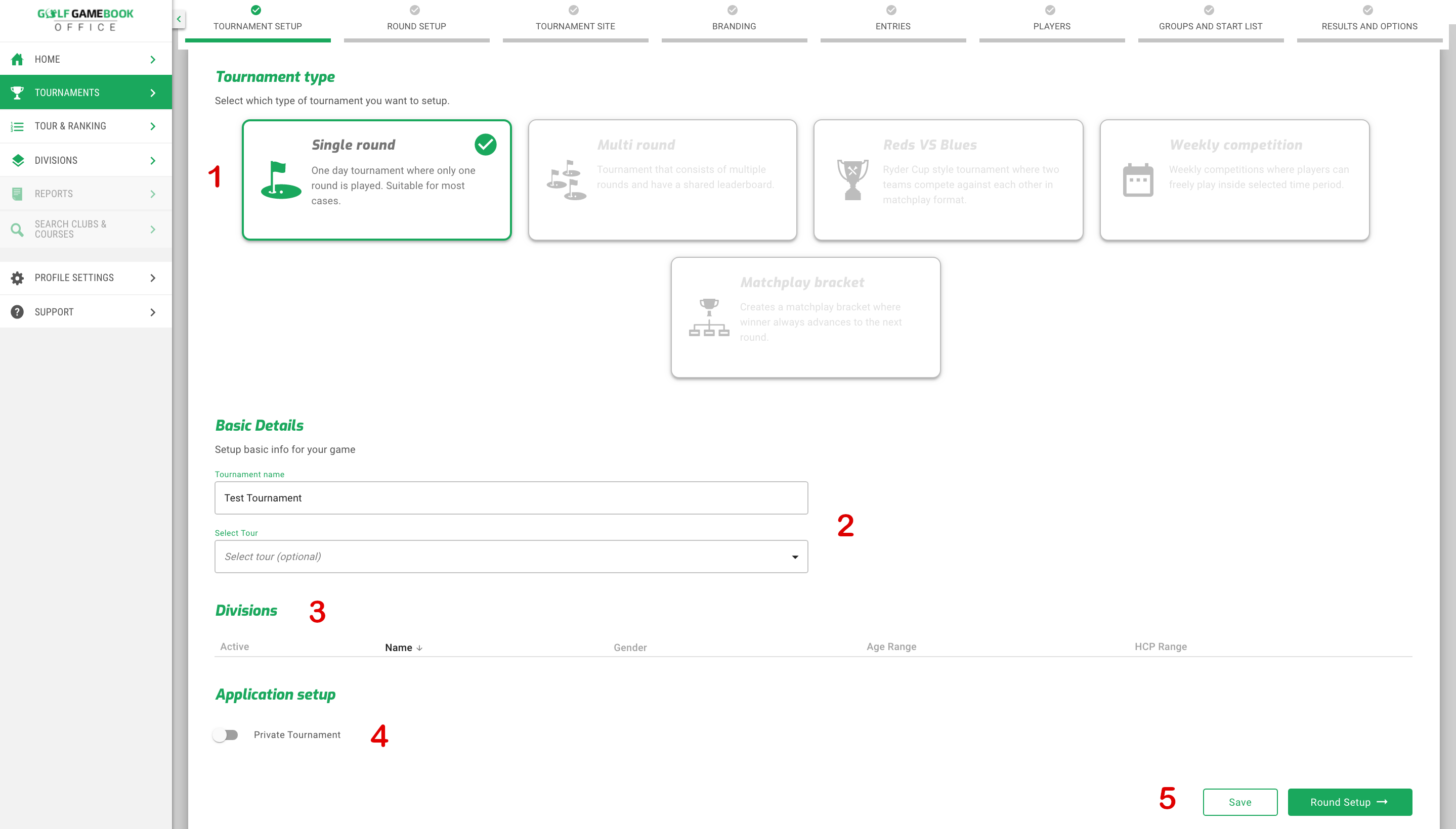 How to Create a Tournament – Golf GameBook Tournament Manager