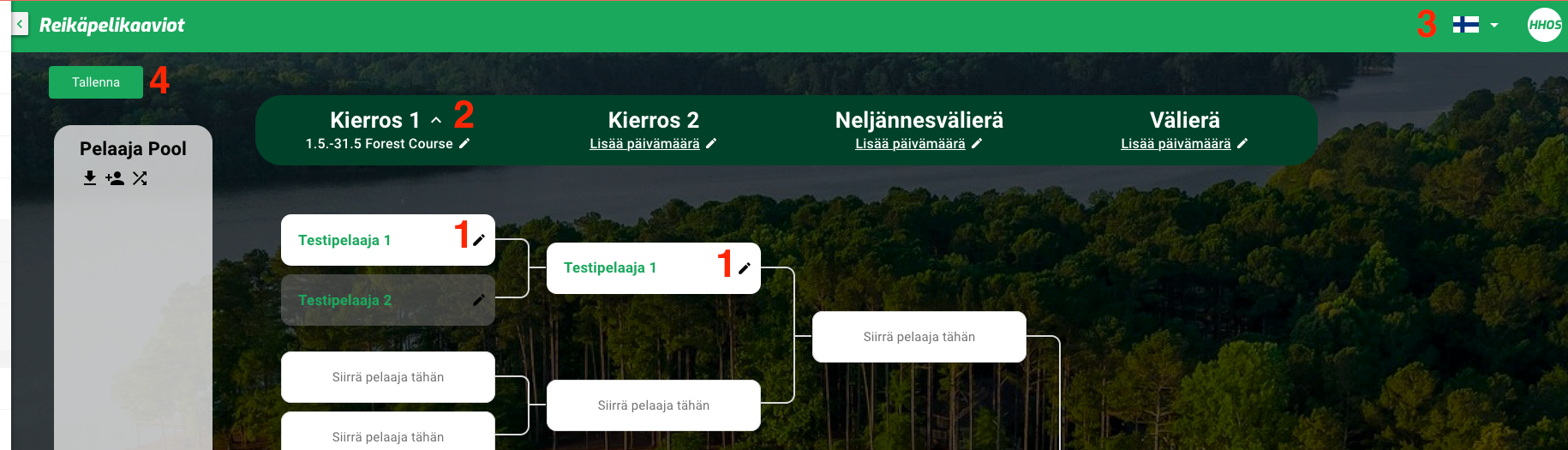 Pikaohje Reik pelikaavioon Golf GameBook Tournament Manager
